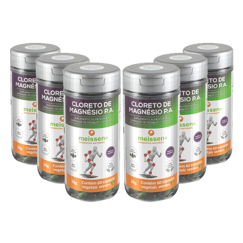 Kit 6x Cloreto de Magnésio PA Puro (500mg) 60 Cápsulas Vegetal ... Kit 6x Cloreto de Magnésio PA Puro (500mg) 60 Cápsulas Vegetal ...