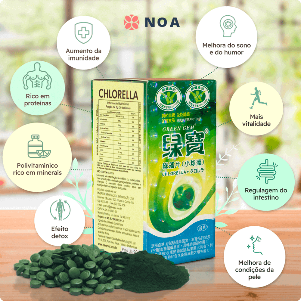 Chlorella Pura 360 Comprimidos - Green Gem comprar aqui - NOA ...